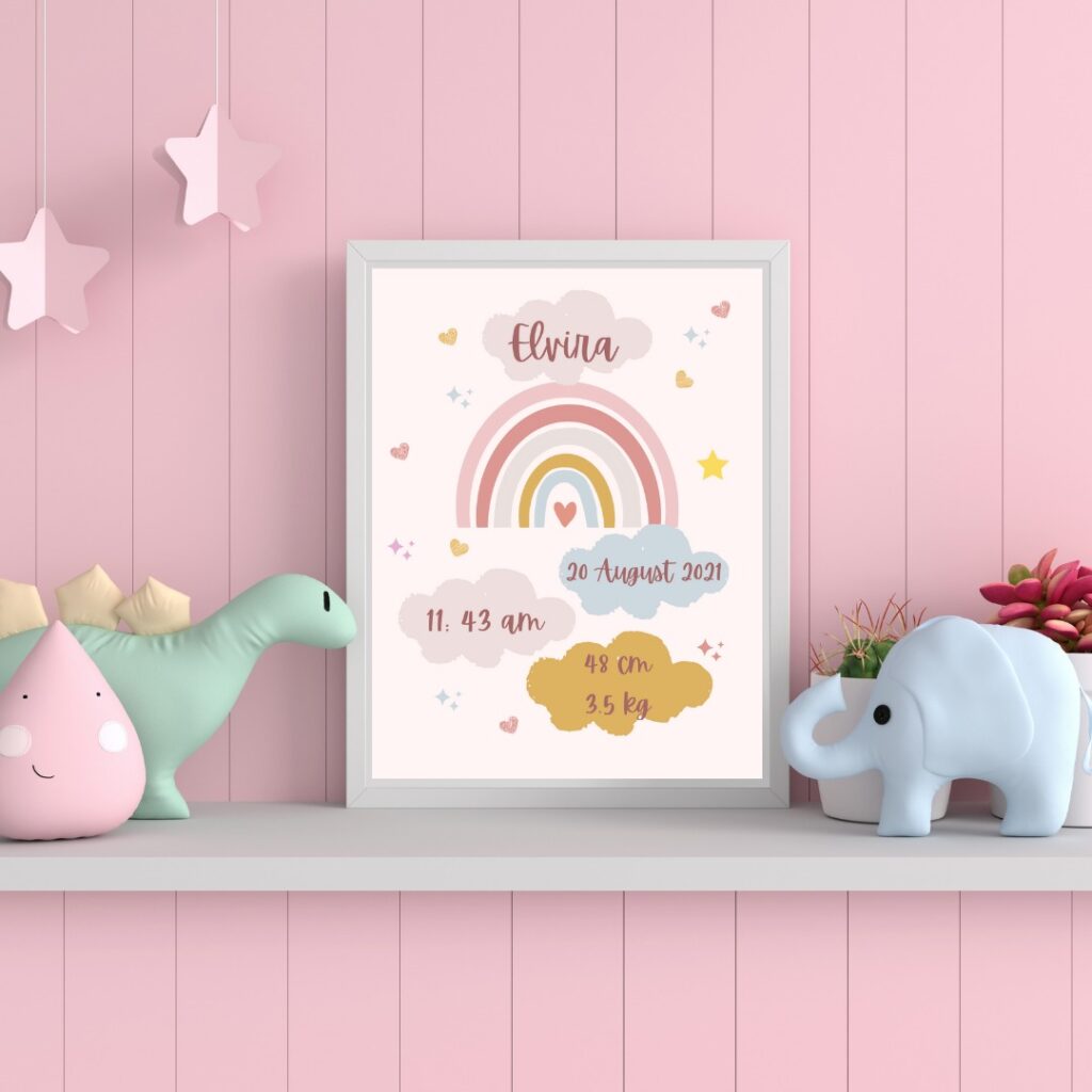 Cute Birth Statistics Frame | Artangle90